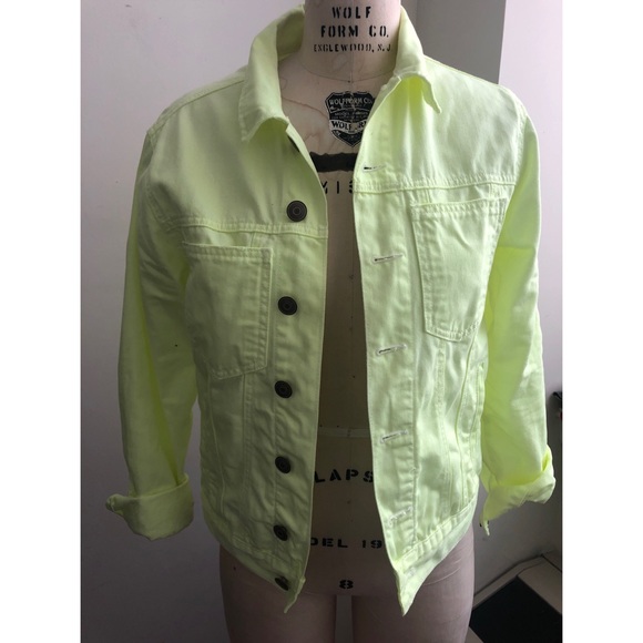 unknown | Jackets & Coats | Neon Yellow Sz Med Denim Jacket | Poshmark